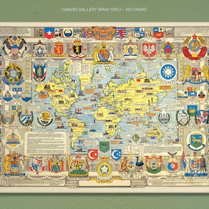 United Nations Map of the World 1947 40x30 Gallery-quality Canvas Wrap ...