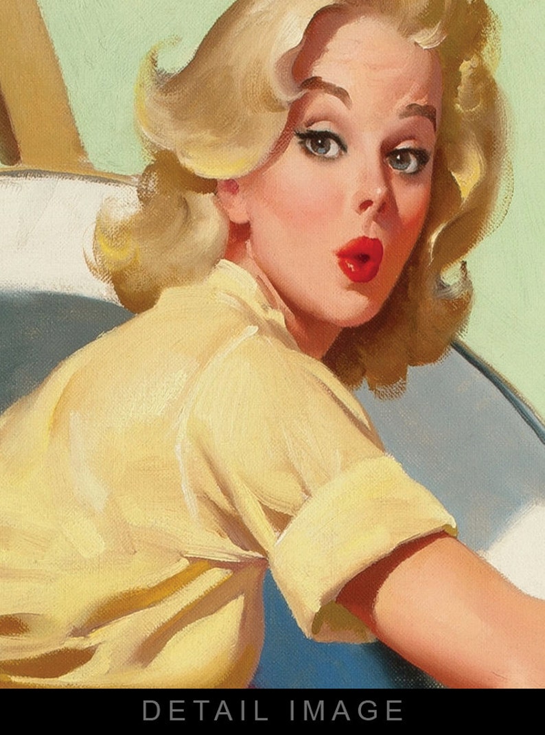Gil Elvgren A Near Miss Right On Target 1964 12x18 Etsy