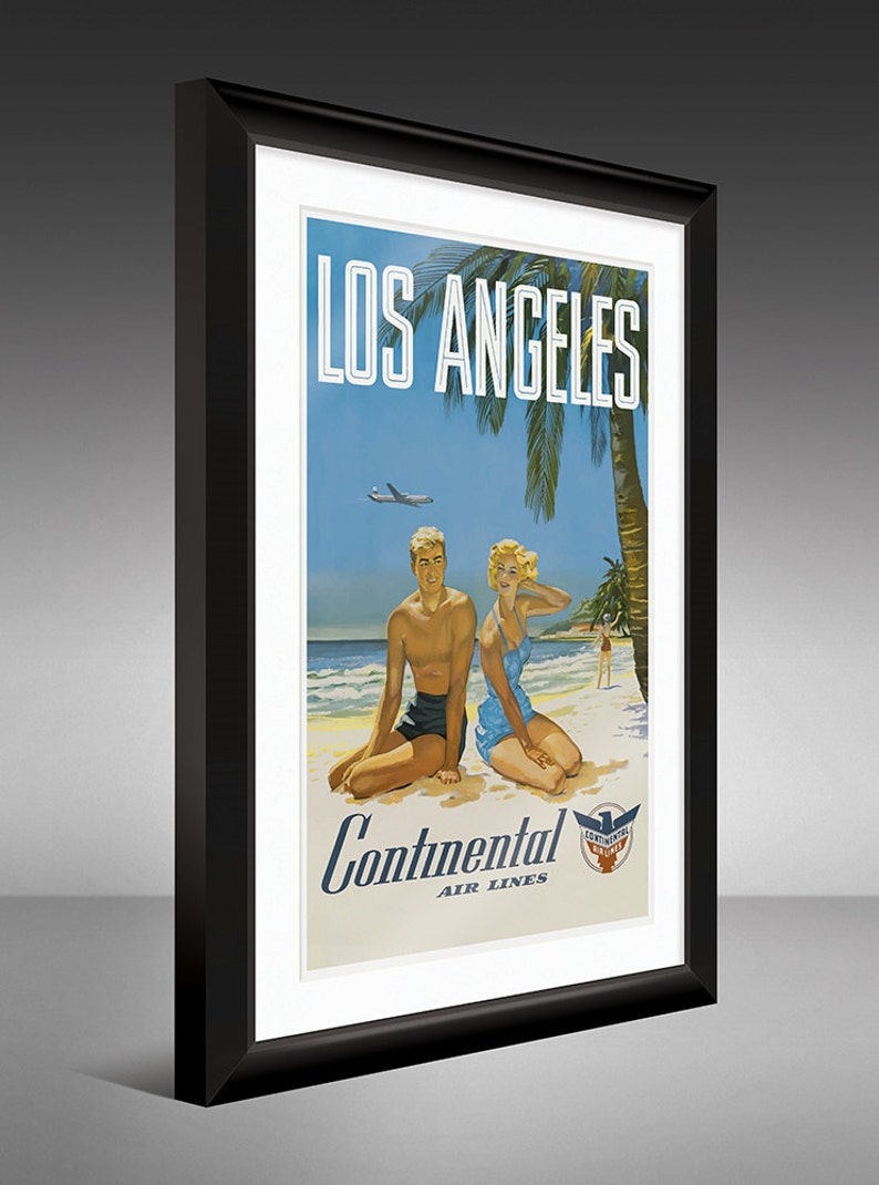Vintage Travel Poster Los Angeles Continental Airlines C. - Etsy