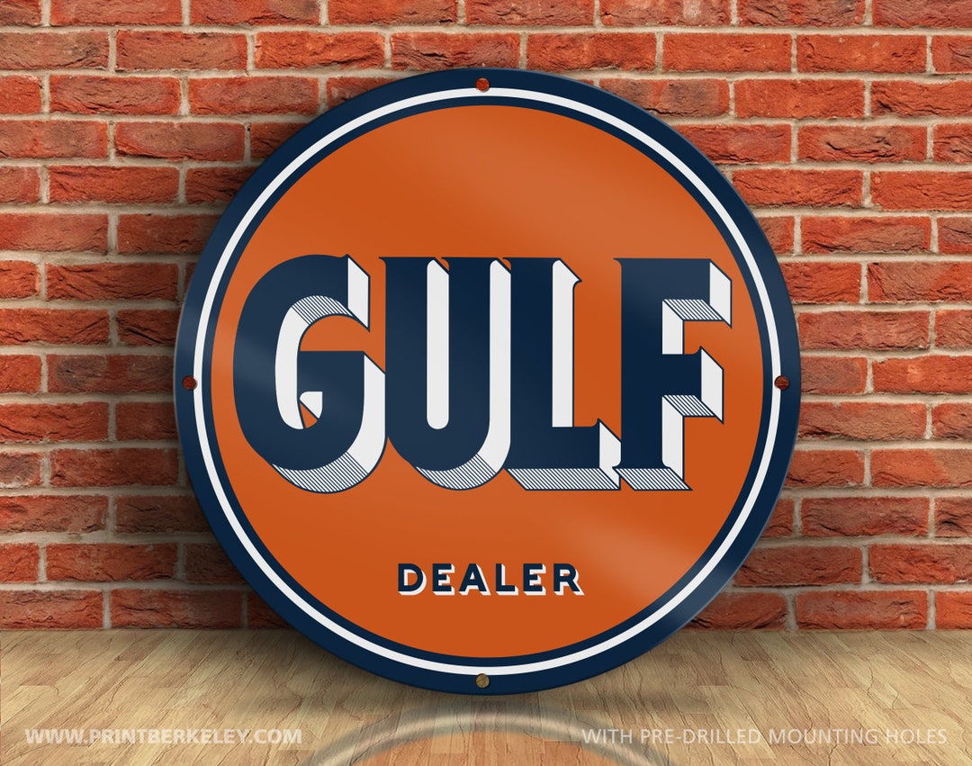Gulf – Dealer – Petroliana Vintage Reproduction Gas Station Sign (23.5 ...