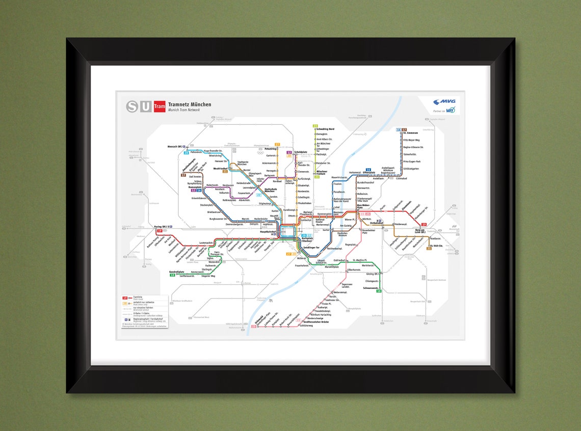 Munich germany Tramway Network Map Tramnetz München 2019 - Etsy UK