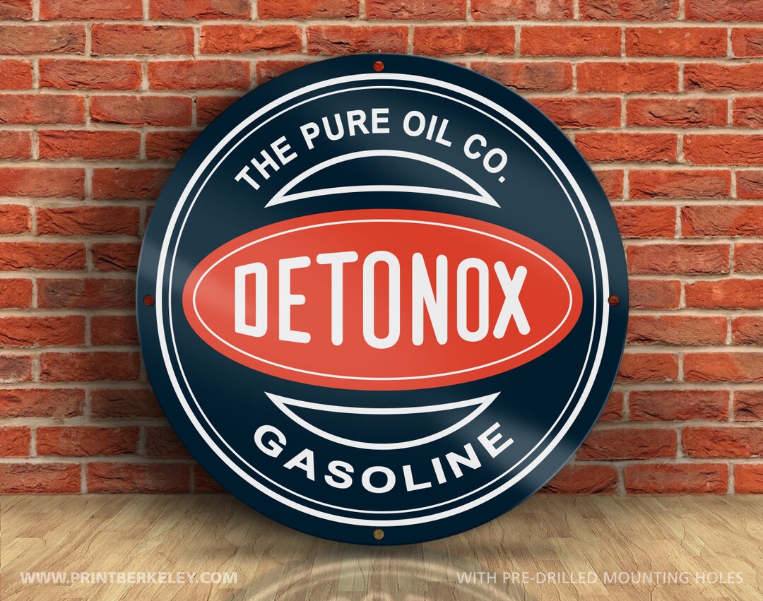 Detonox Gasoline Sign – 23.5" Petroliana Reproduction, DIBOND™ Aluminum ...