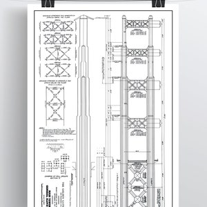 Golden Gate Bridge Blueprint - San Francisco Technical Drawing Print - Etsy