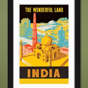 Vintage Travel Poster – the Wonderful Land – India (12x18 Heavyweight ...