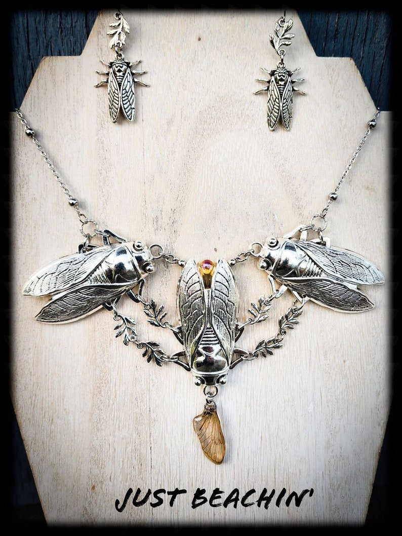 Real Cicada Wing Statement Jewelry Necklace Earring Set - Etsy