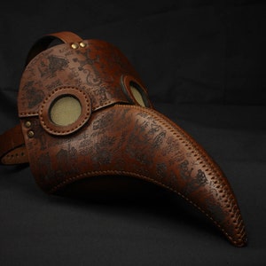 Plague Doctor Leather Light Brown Laser Engraving Bird Mask , Medieval ...