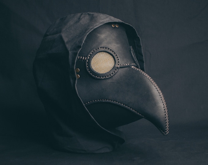 Plague Doctor Short Mask Leather Black Medieval Bird Mask | Etsy