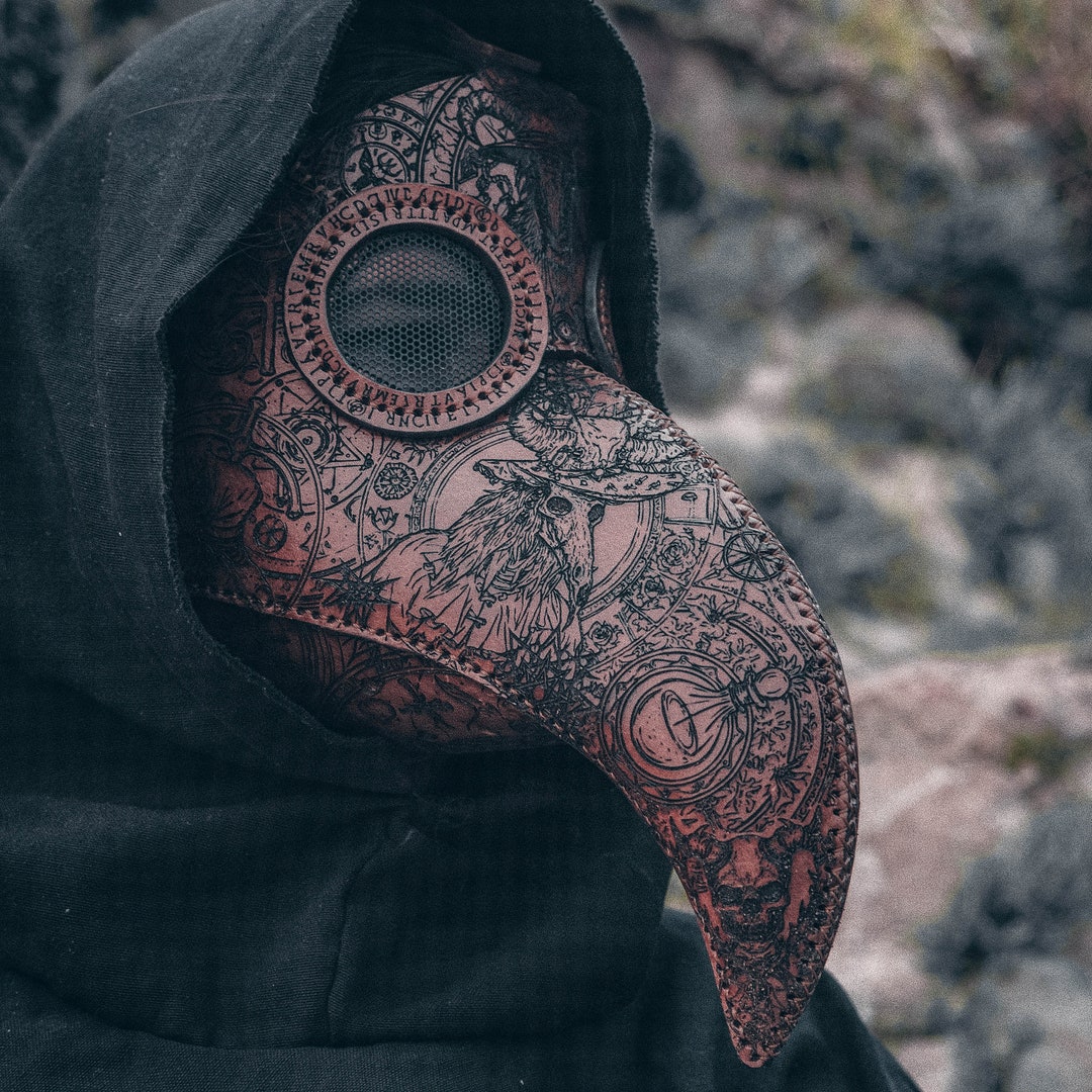 Non-fogging Lenses Light Brown Death Doctor Engraved Mask Genuine ...