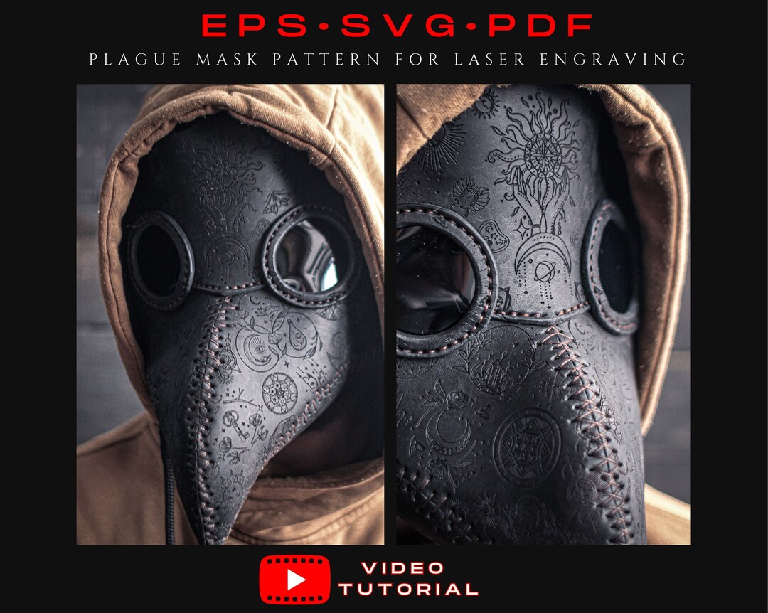 Pdf, Eps, SVG Patterns Plague Doctor Mask Bird Skull Leather Black ...