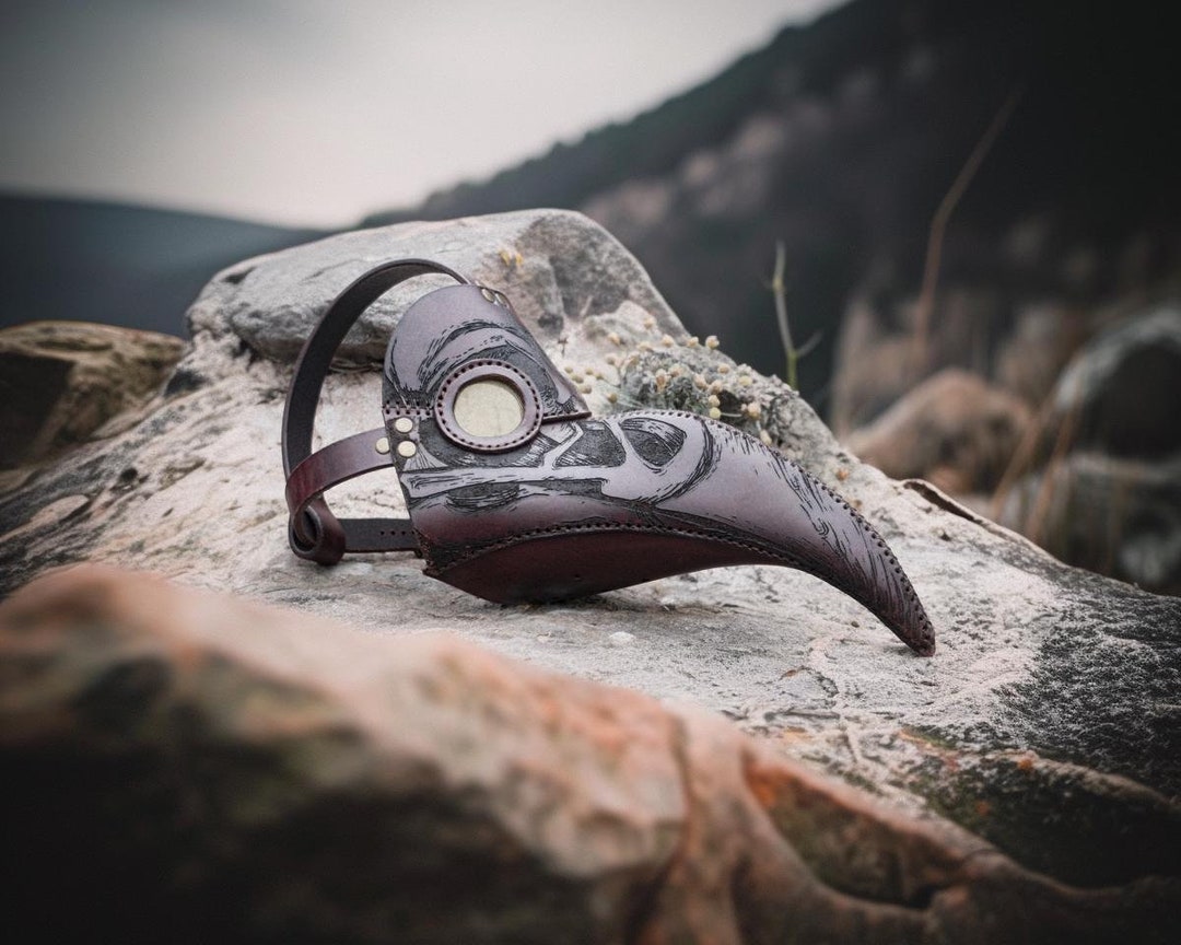 Non-fogging Lenses Plague Doctor Mask Bird Skull Leather Brown ...