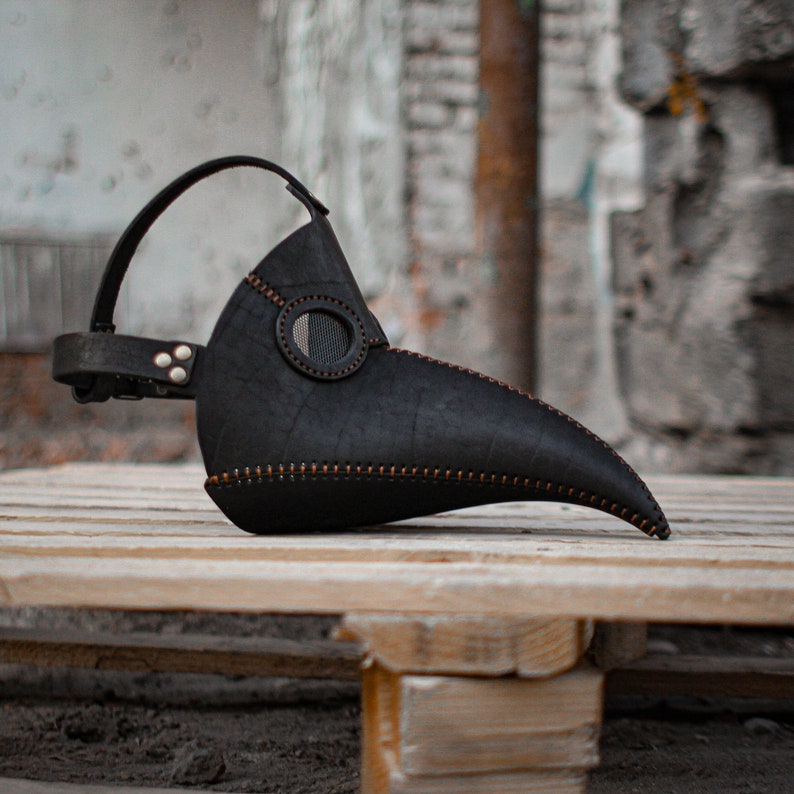 Plague Doctor Mask Leather Black Medieval Bird Mask - Etsy