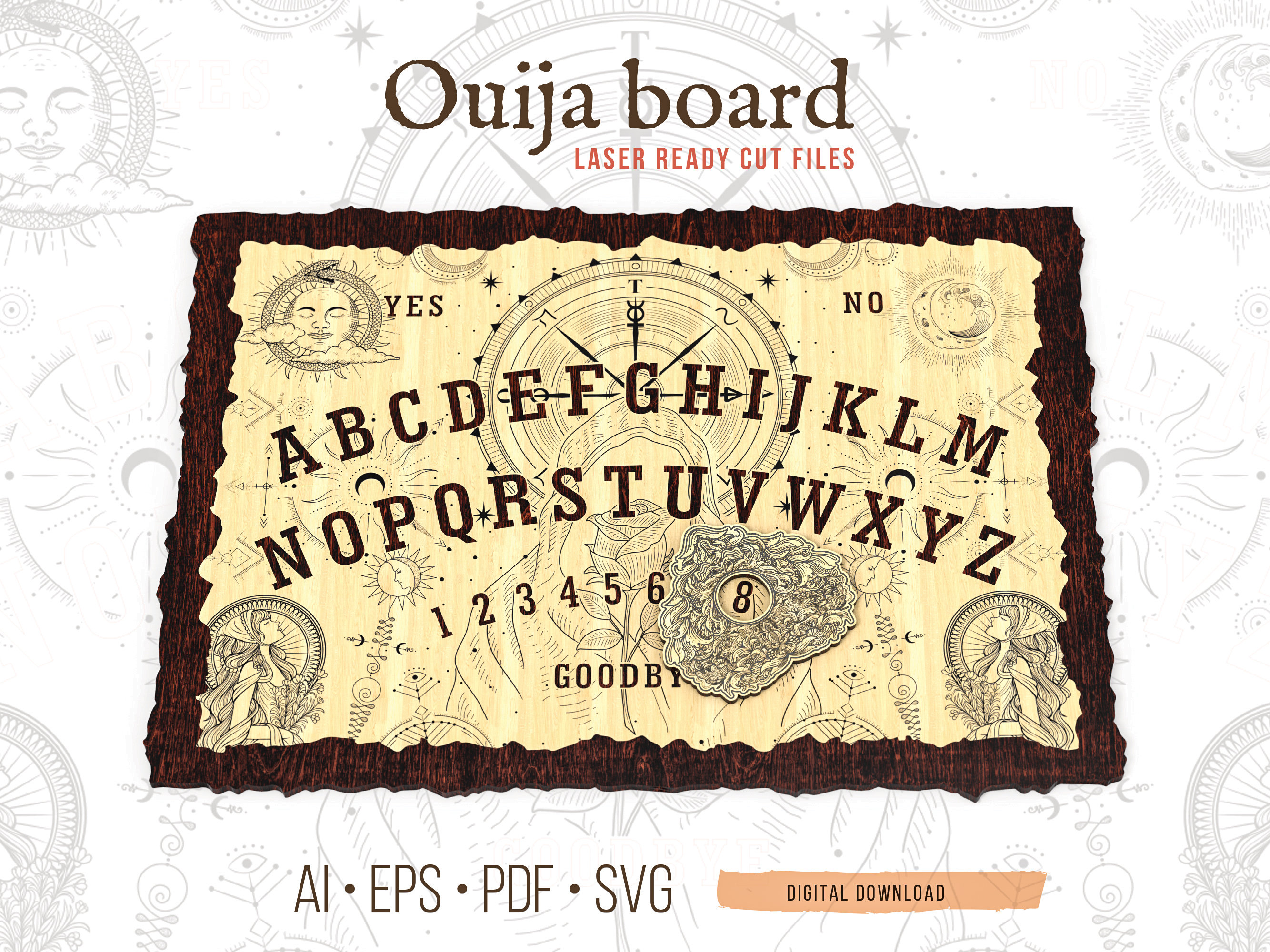 Ouija Board Laser Engraving Files Glowforge Ouija Board - Etsy
