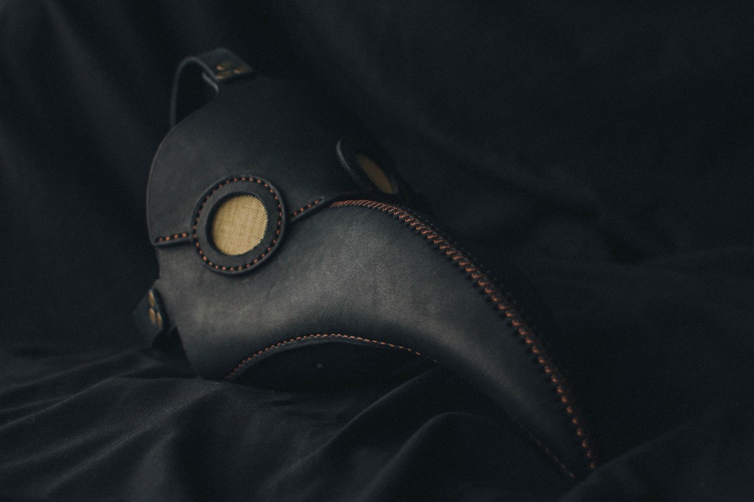 Non-fogging Lenses Plague Doctor Mask Leather Black, Medieval Bird Mask ...