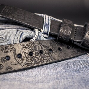 Black Japanese Style Leather Belt Engraving Belt Custom - Etsy