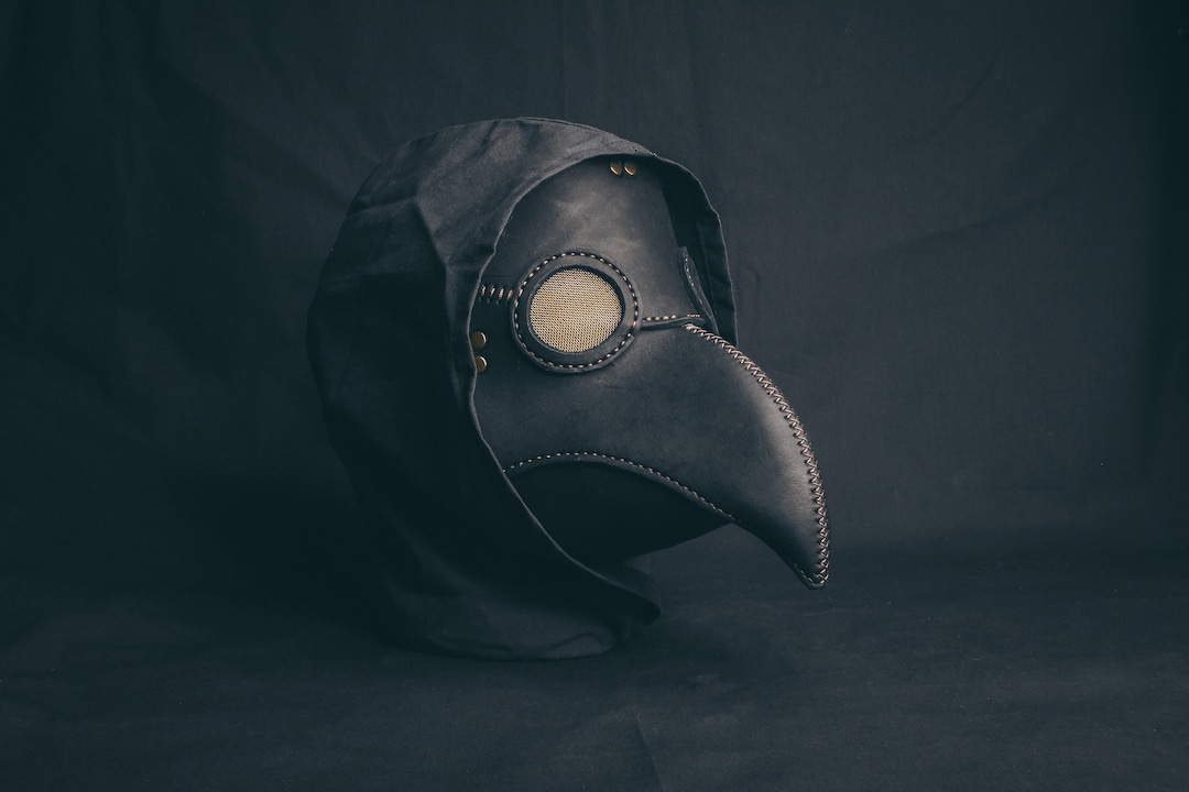 Plague Doctor Short Mask Leather Black Medieval Bird Mask - Etsy