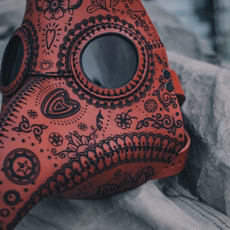 Plague Doctor Santa Muerte Mask Leather Black Medieval Bird | Etsy