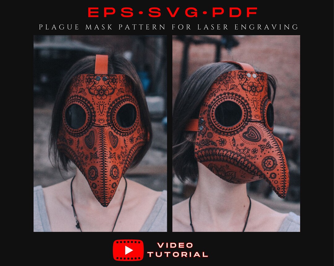 Pdf, Eps, SVG Patterns Plague Doctor Mask Bird Skull Leather Black ...