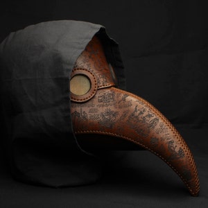 Plague Doctor Leather Light Brown Laser Engraving Bird Mask , Medieval ...
