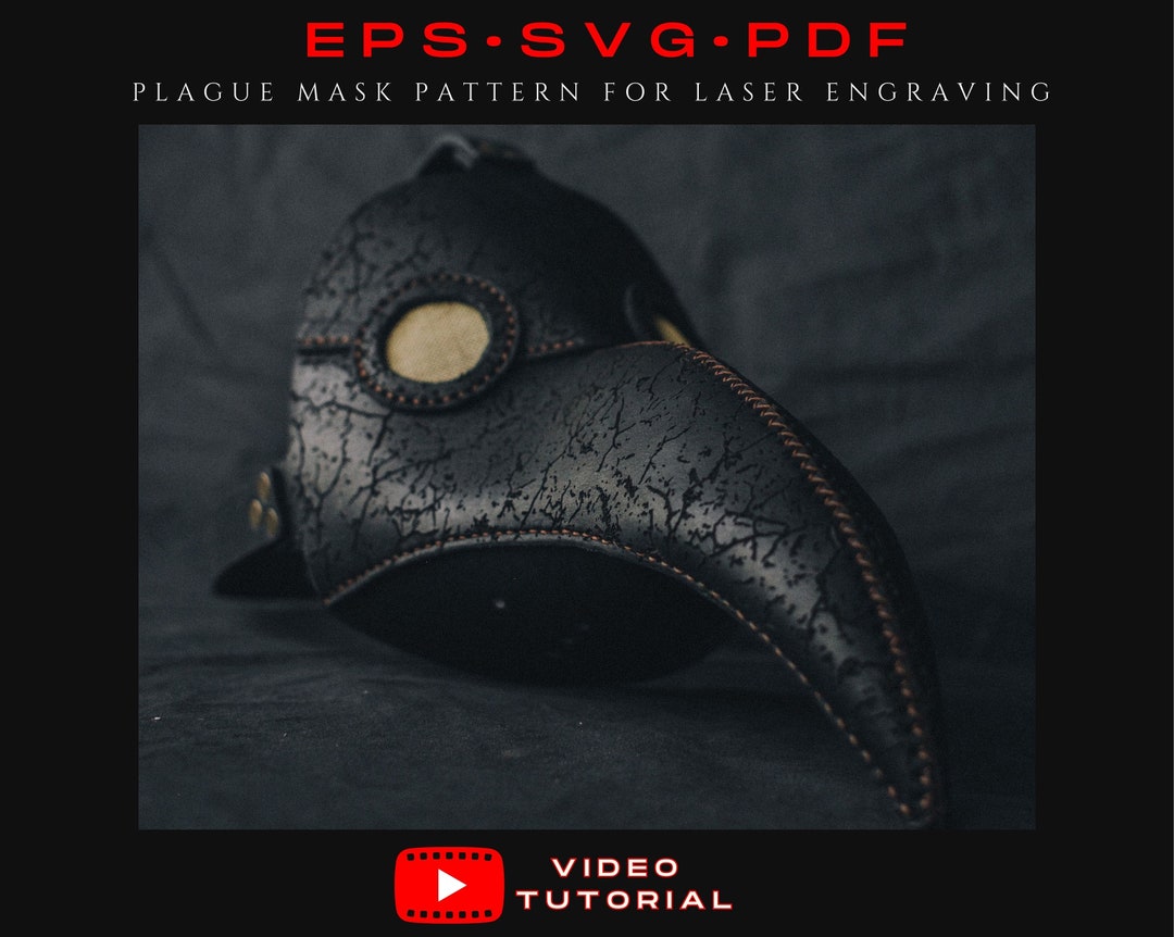 DIY Plague Doctor Mask Template EPS SVG Patterns for Leather Craft ...
