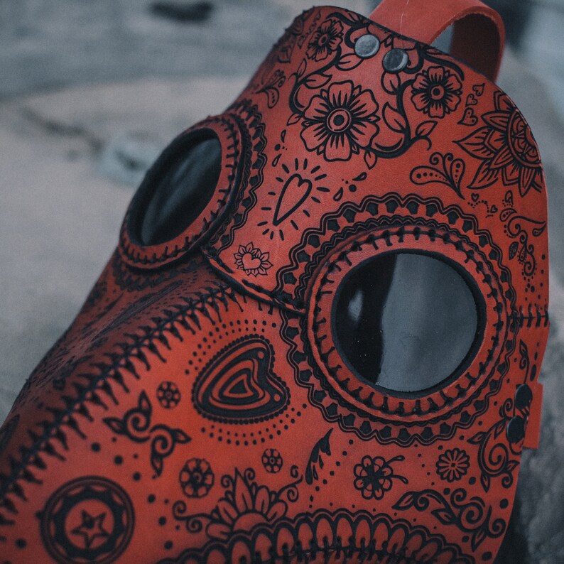 Plague Doctor Santa Muerte Mask Leather Black Medieval Bird | Etsy