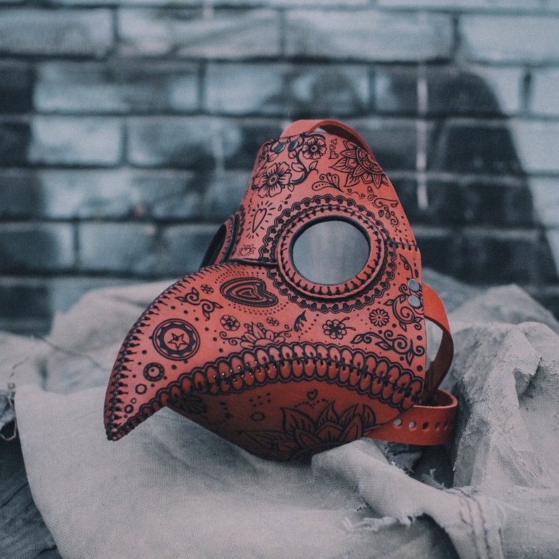 Plague Doctor Santa Muerte Mask Leather Black Medieval Bird | Etsy