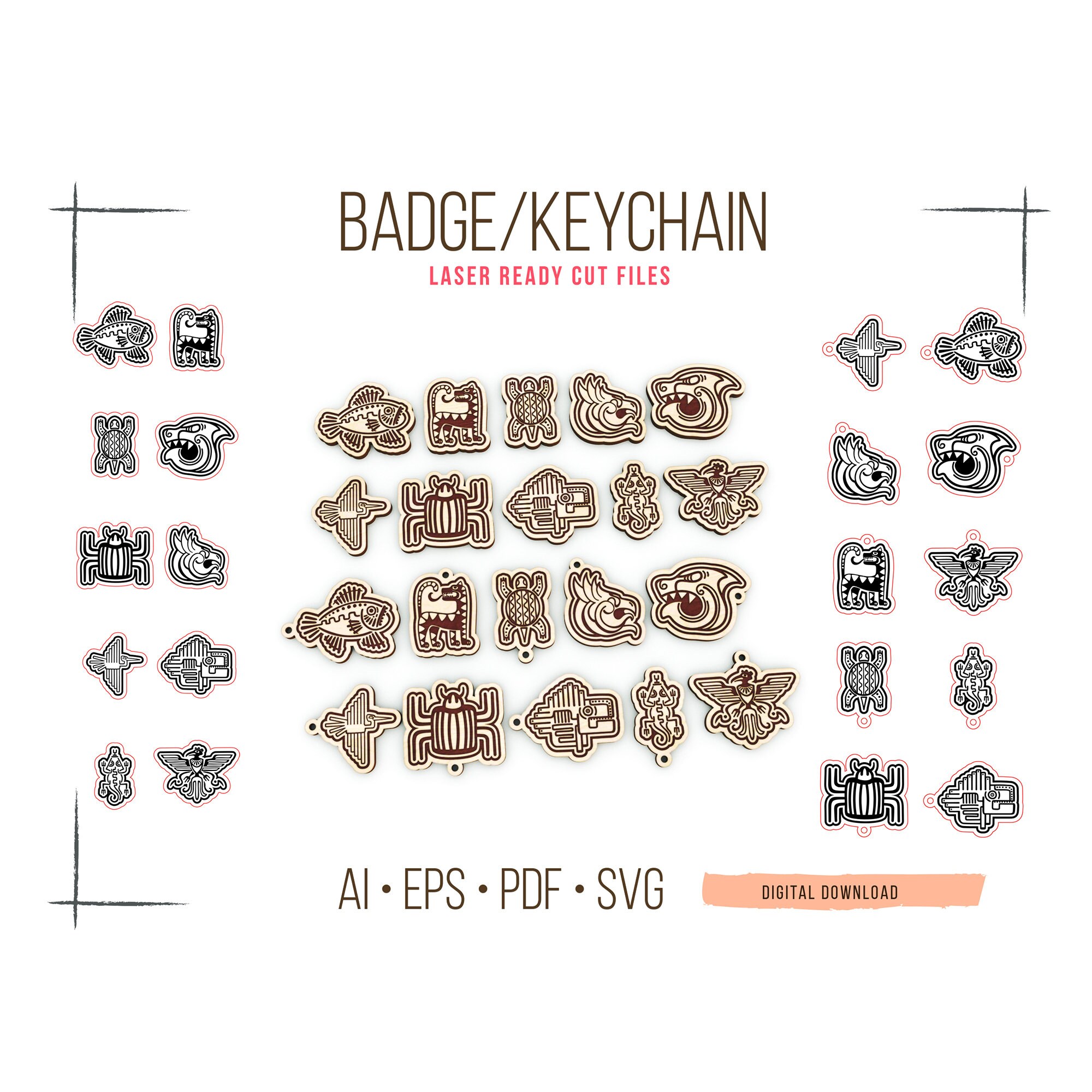Maya Svg Keychain Badge Laser Cut Files SVG Laser Cut Files | Etsy