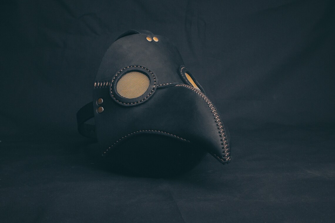 Plague Doctor Short Mask Leather Black Medieval Bird Mask - Etsy