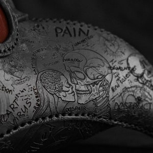 Cursed Love Plague Doctor Short Mask Leather Black Laser Engraving Bird ...