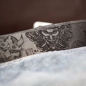 Black Japanese Style Leather Belt Engraving Belt Custom - Etsy