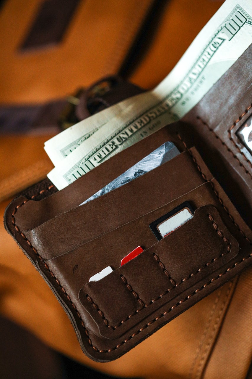 Leather Wallet Mens Leather Wallet Minimal Wallet slim | Etsy