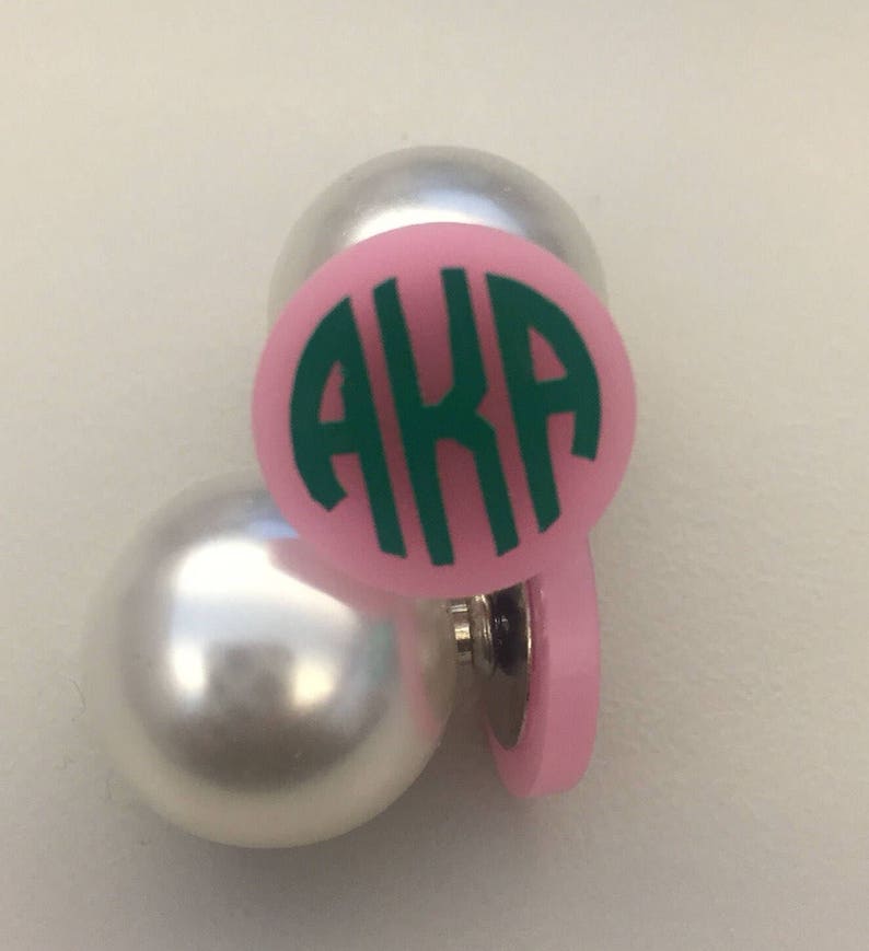 AKA Peek A Boo Round Monogram Earrings - Etsy