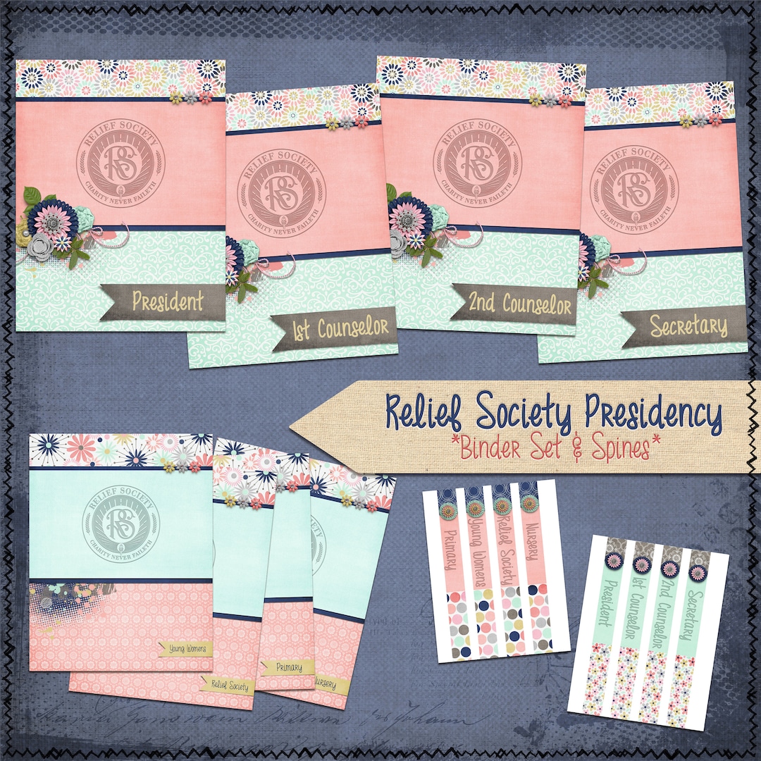 LDS Relief Society Presidency Binder Set & Spines - Etsy