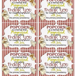 LDS Primary Teacher Thank You Popcorn and Redbox Code - Etsy
