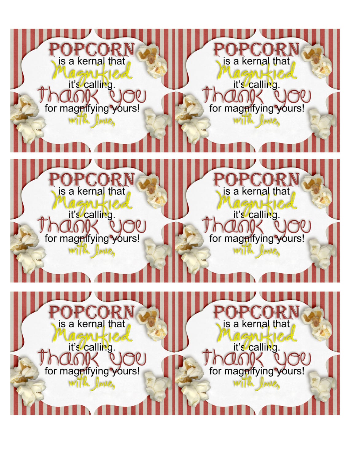 Popcorn Thank You - Etsy