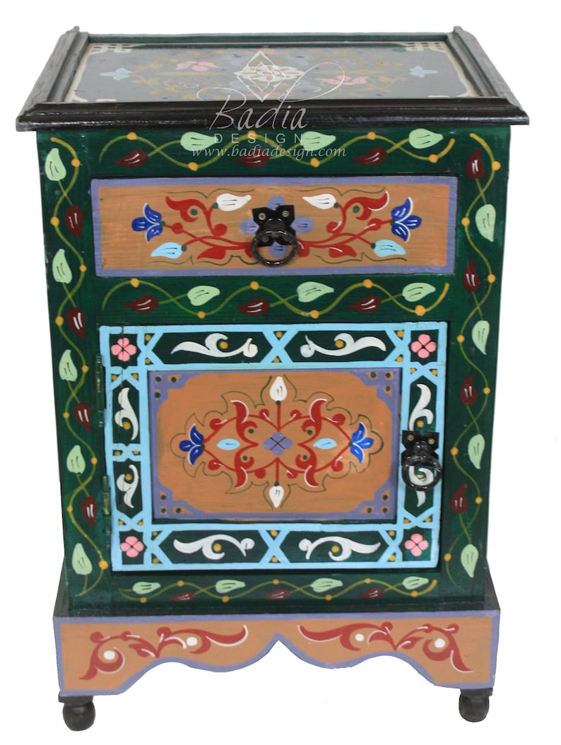 Moroccan Hand Painted Nightstand - Etsy