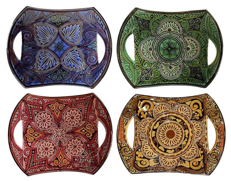 Hand Carved and Painted Moroccan Ceramic Plates - Etsy