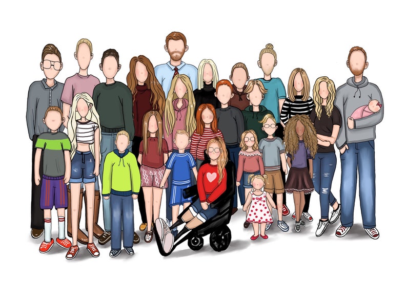 Custom Family Portrait Illustration “cousins” - Etsy