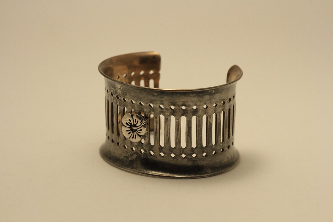 Vintage Silver Plate Cuff Bracelet - Etsy