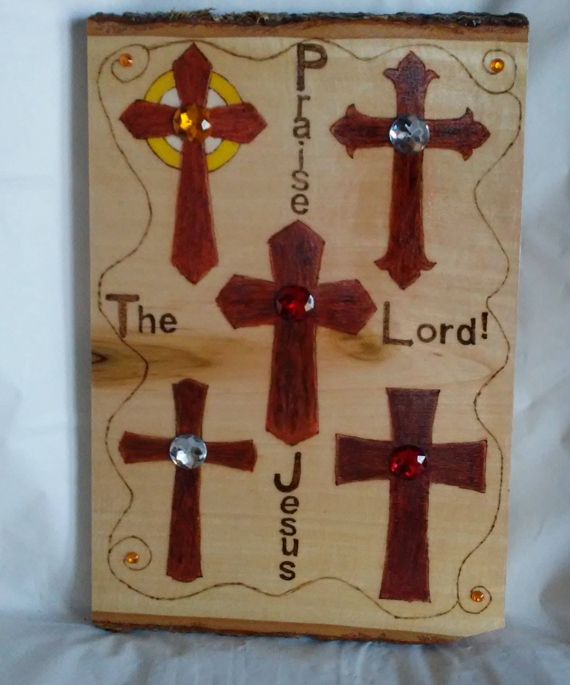 Praise the Lord Jesus Crosses Wood Burned, Painted and Embellished With ...