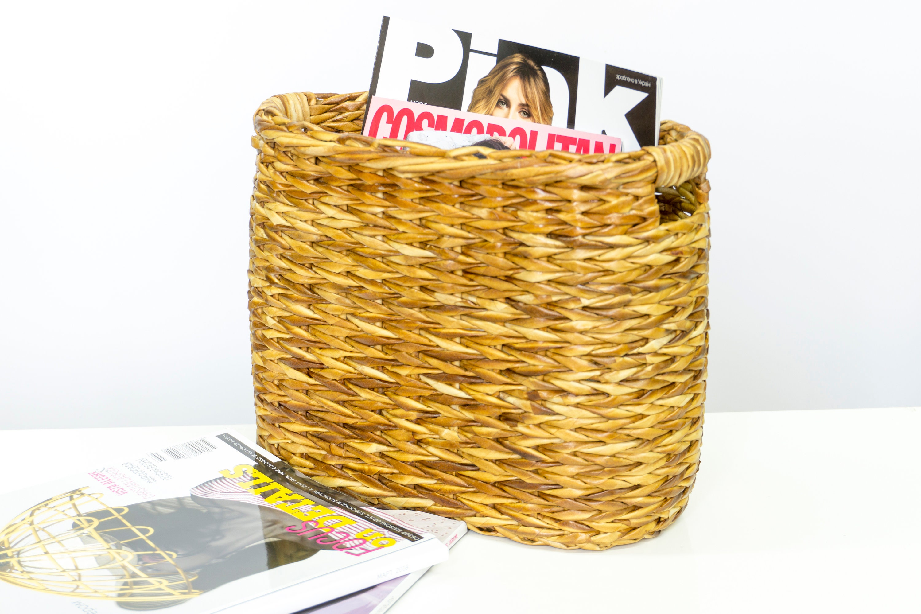 Oval Newspaper Basket Wicker Magazine Rack Paper Storage - Etsy