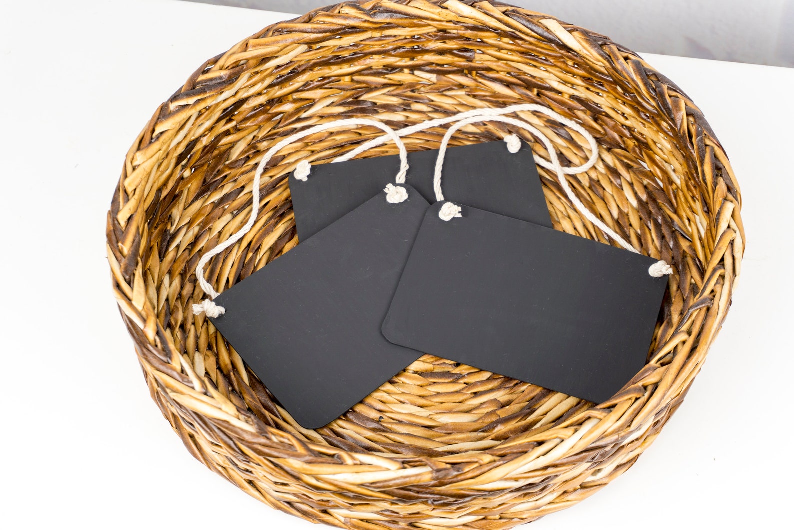 Large Rectangular Wicker Storage Basket With Label and Bamboo - Etsy