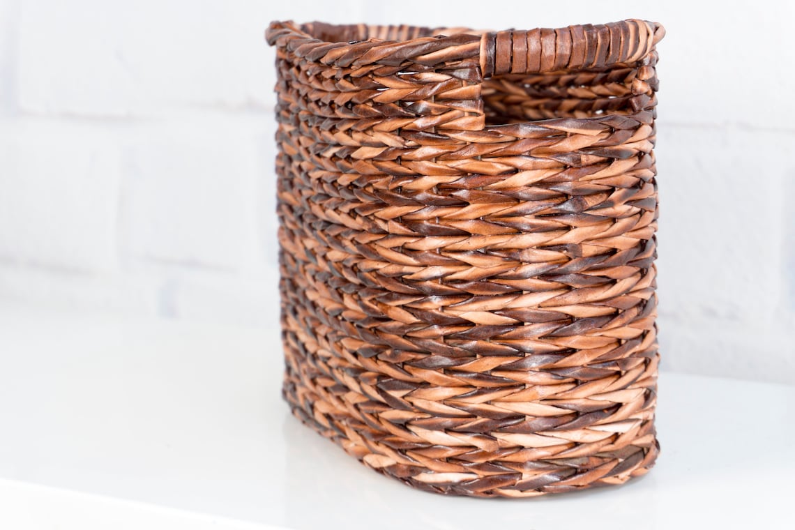 Magazine File Holder, Wicker Storage Basket Rack, Willow Basket for ...
