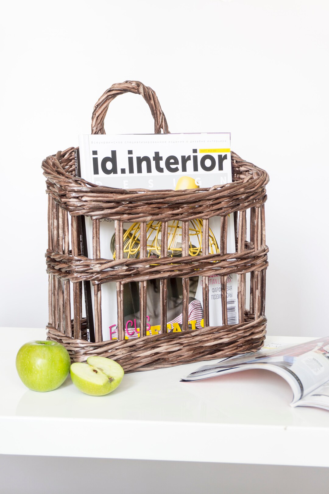 Wall Hanging Rustic Wicker Net Basket for Magazine Book Mail - Etsy