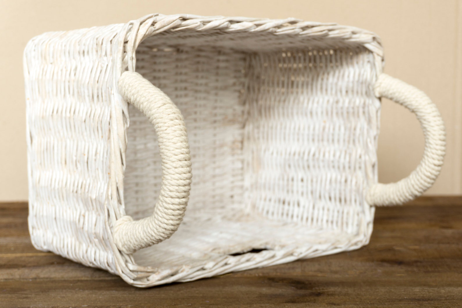 Storage Wicker Basket Whitewash Color Closet Shelves | Etsy