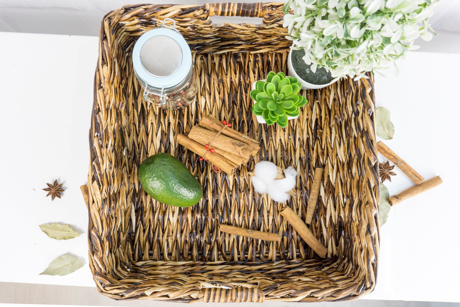 Hand Woven Coffee Table Large Tray, Rustic Square Wicker Basket Tray ...