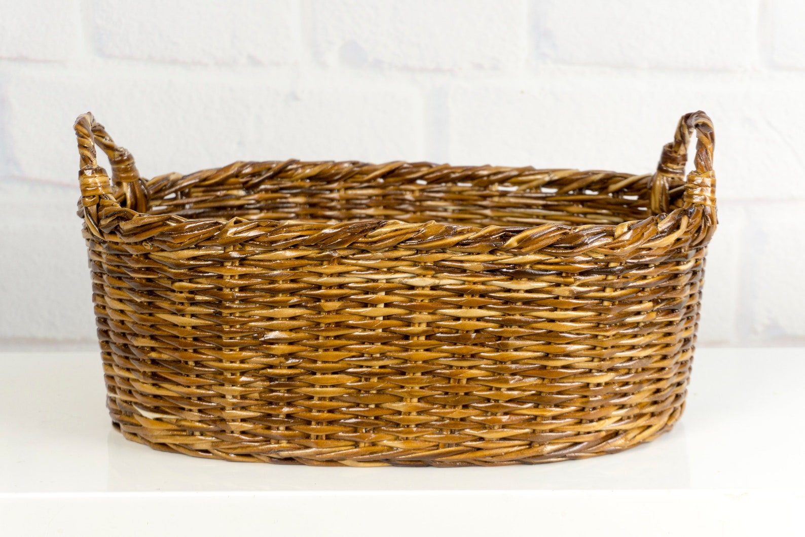 Vintage Storage Wicker Oval Basket With Handles for Kitchen | Etsy