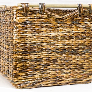 Large Rectangular Wicker Storage Basket With Label and Bamboo Handles ...