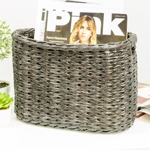 Oval Newspaper Basket, Wicker Magazine Rack, Paper Storage, Mail ...