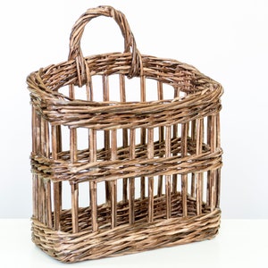 Wall Hanging Rustic Wicker Net Basket for Magazine Book Mail - Etsy