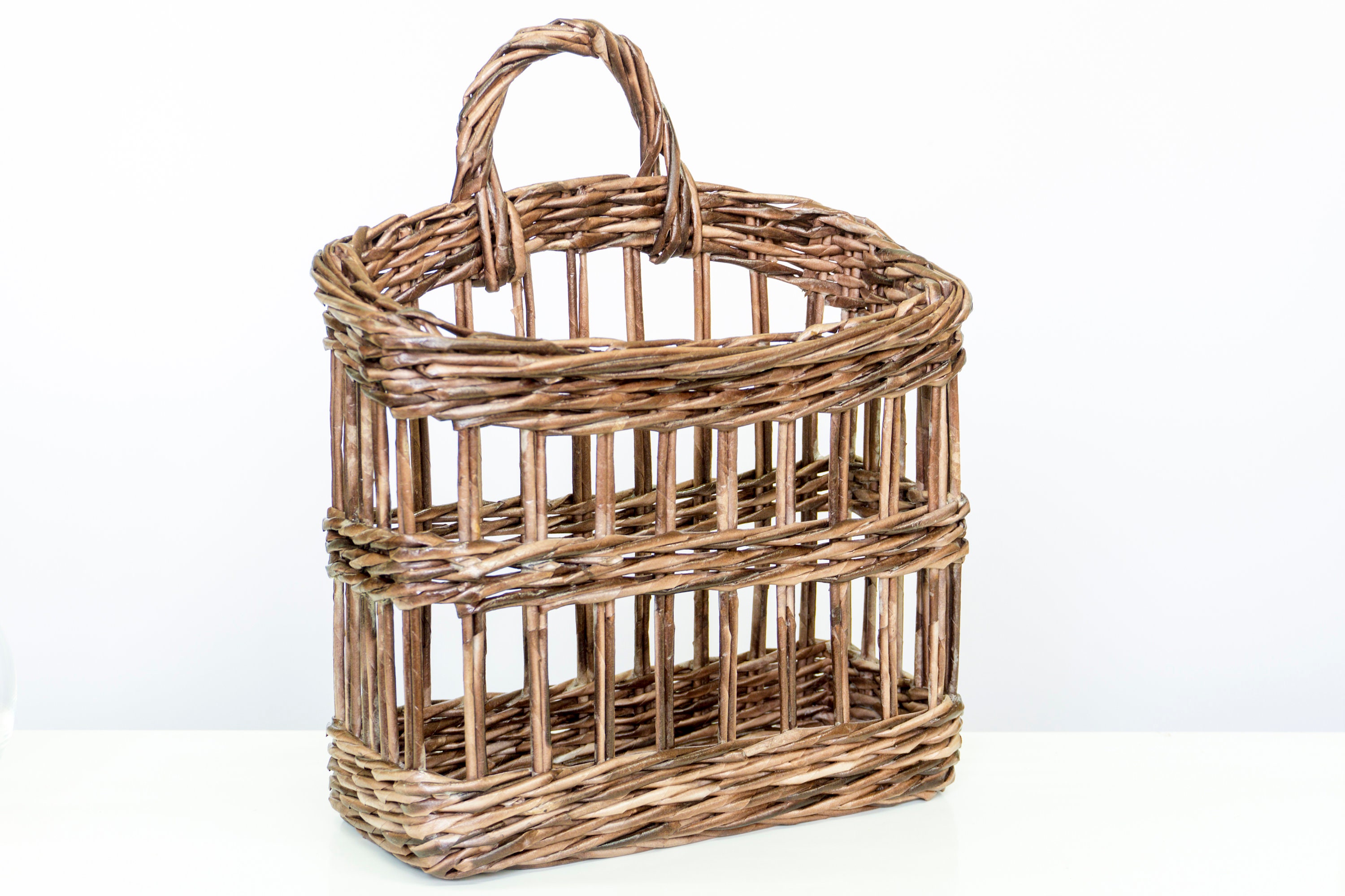 Wall Hanging Rustic Wicker Net Basket for Magazine Book Mail | Etsy